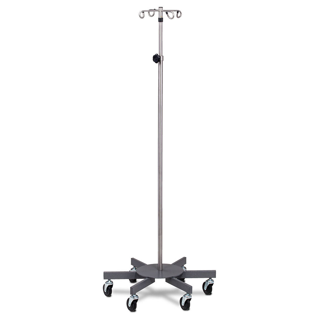 Clinton IVS-7334 Stainless Steel 4-Hook, 6-Leg Knob Lock IV Pole